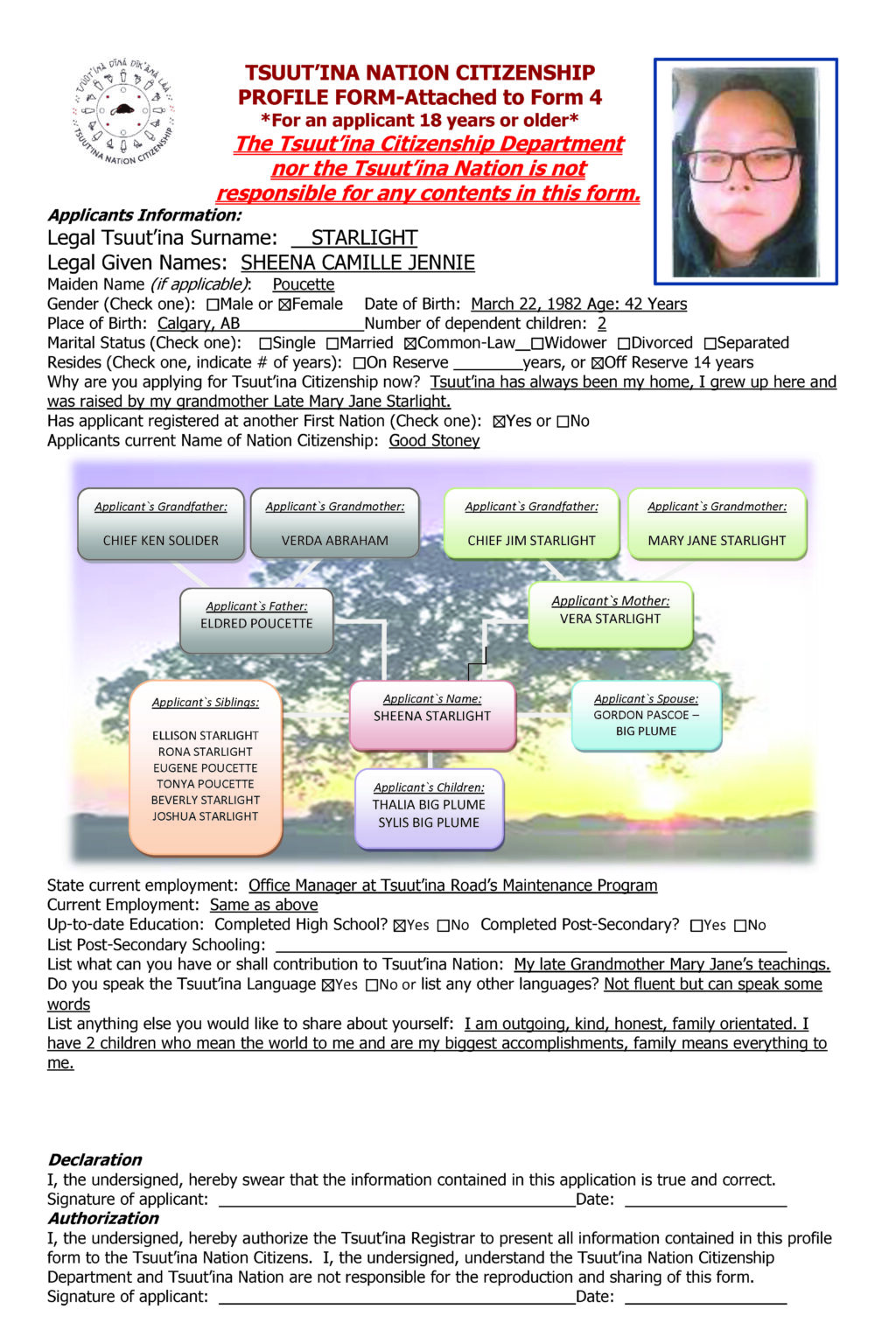 Tsuut’ina Citizenship Adult Vote Profiles 2024 | Tsuut’ina