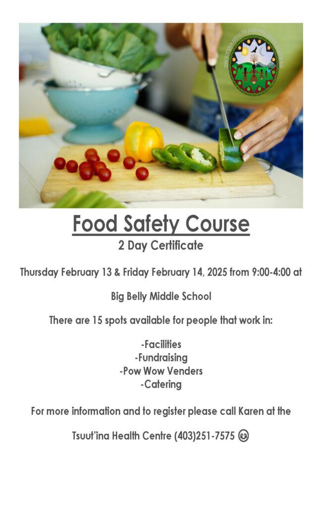 NOTICE - Food Safety Course | Tsuut'ina