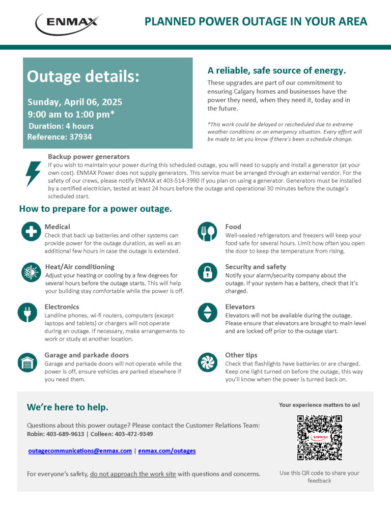 ENMAX Power Outage - 5901 Weaselhead Rd | Tsuut'ina