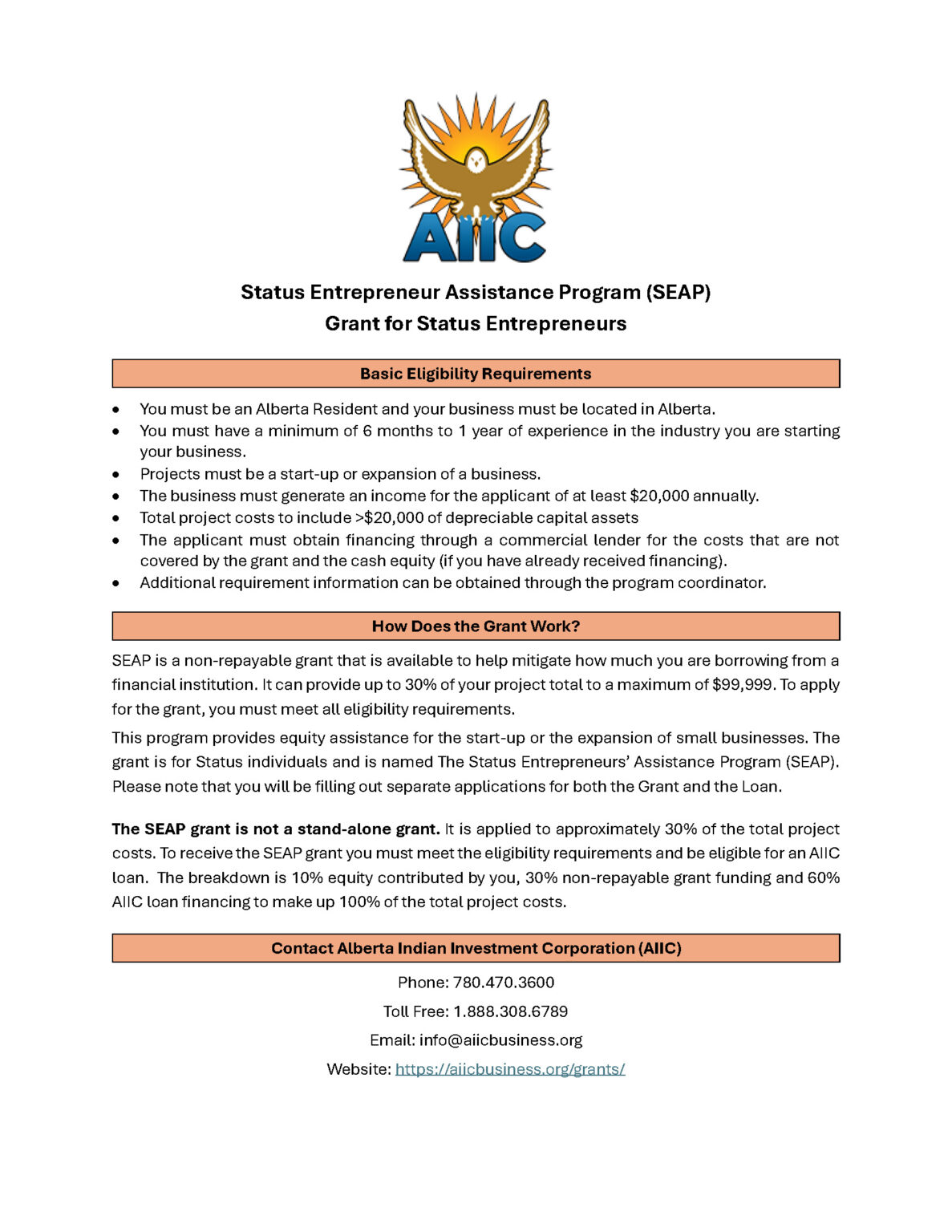 Status Entrepreneur Assistance Program (SEAP) - Grant for Status ...