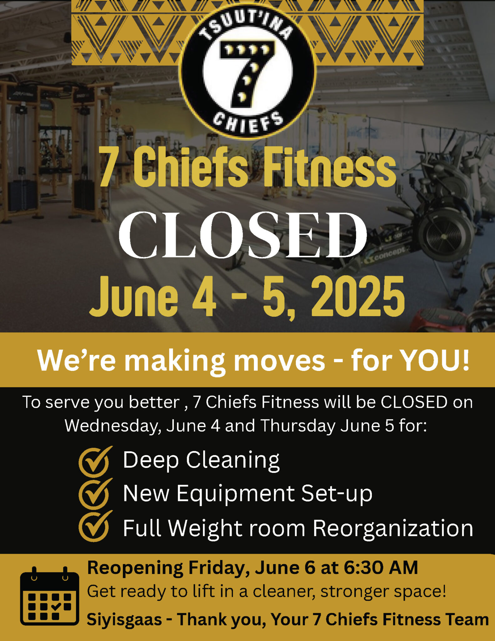 7 Chiefs Fitness Centre Closure | Tsuut’ina