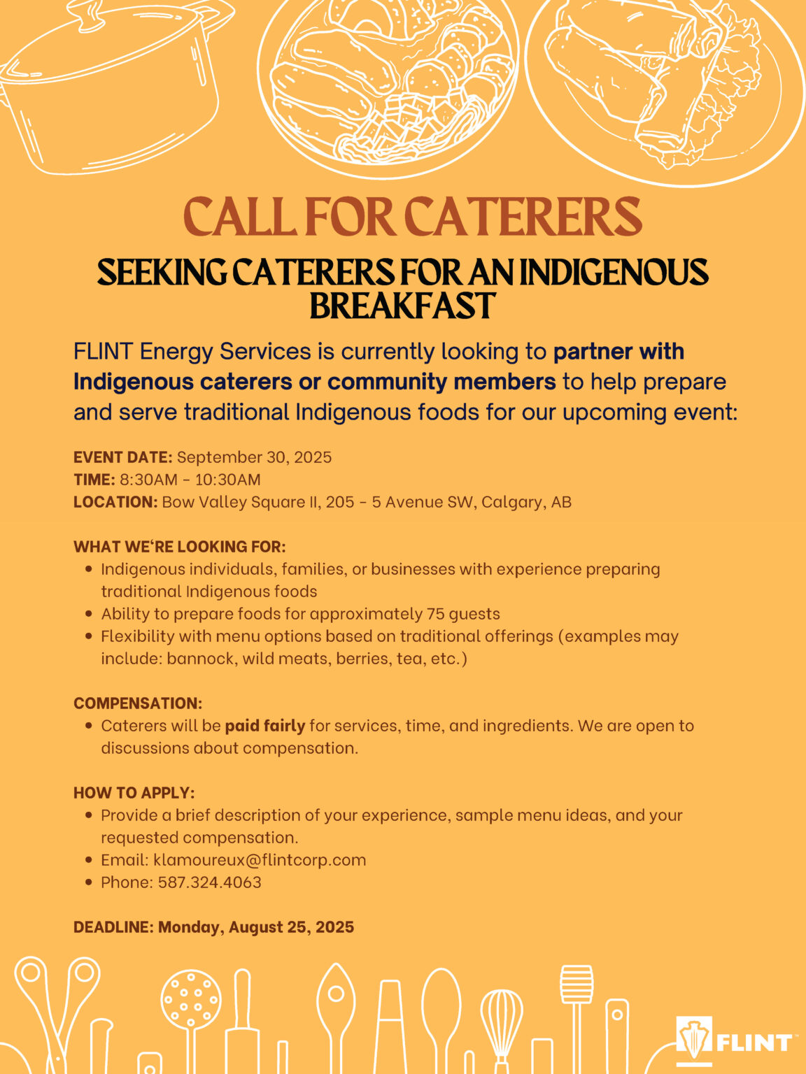 FLINT Energy Services - Call for Caterers | Tsuut’ina