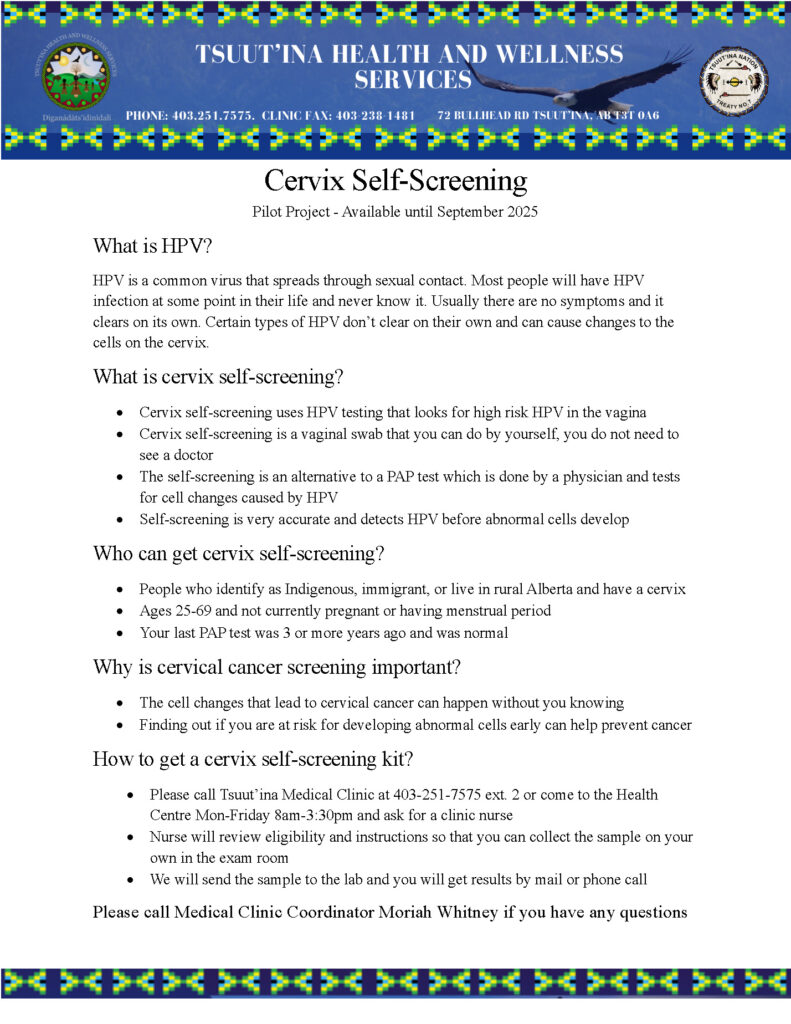 Cervix Self-Screening | Tsuut’ina