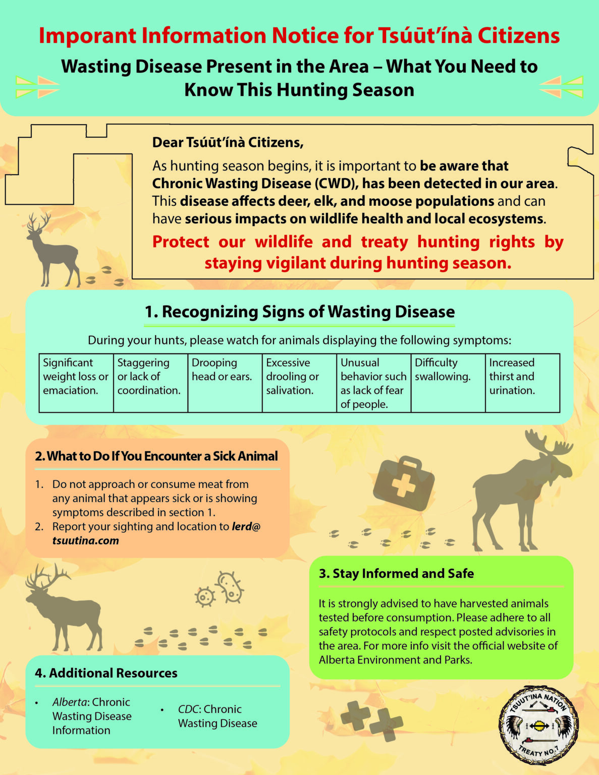 Important Information Notice - Chronic Wasting Disease (CWD) | Tsuut’ina